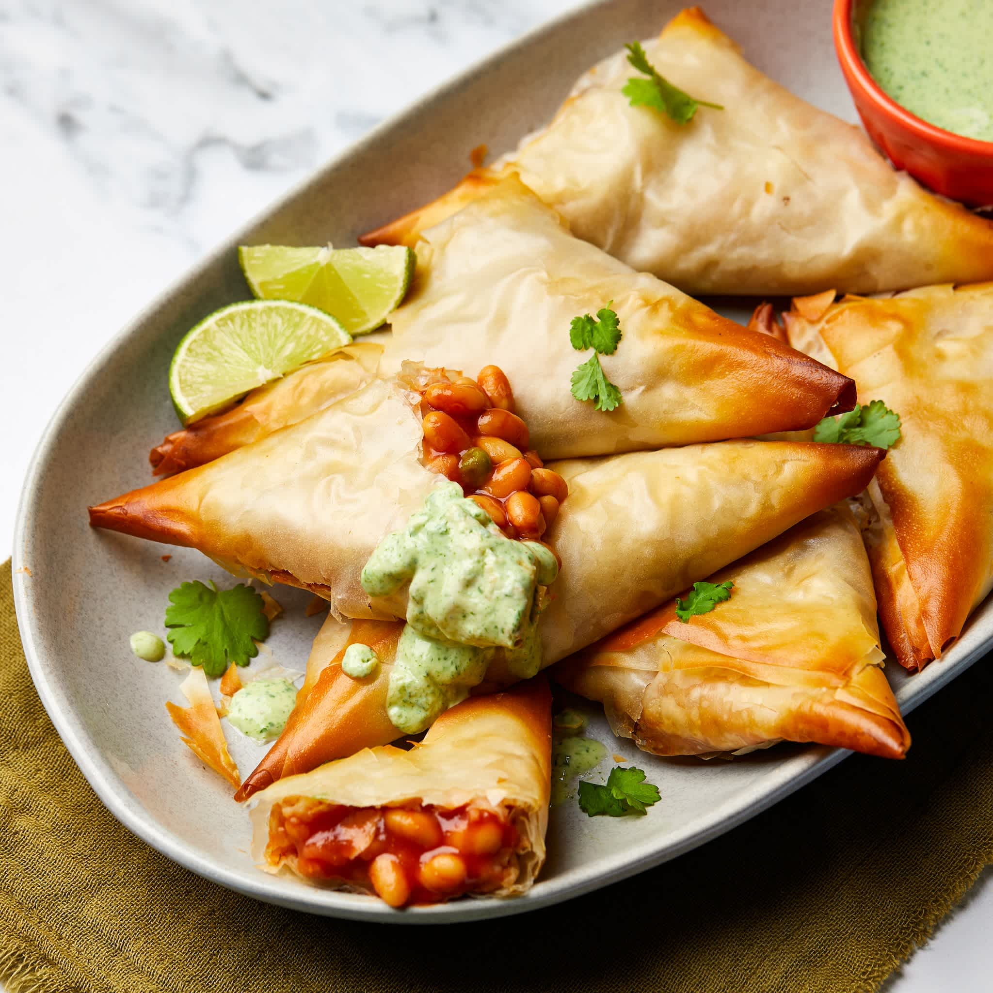 samosas and dips