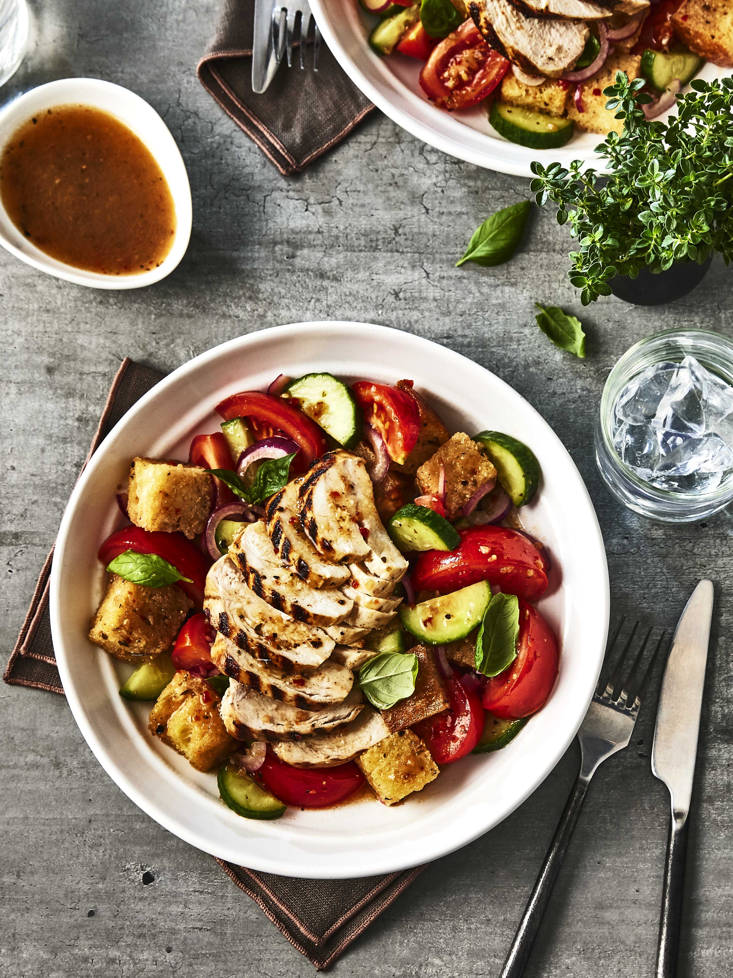 Panzanella Salad Bowl with Herb-Marinated Chicken | Pure | Canada ...