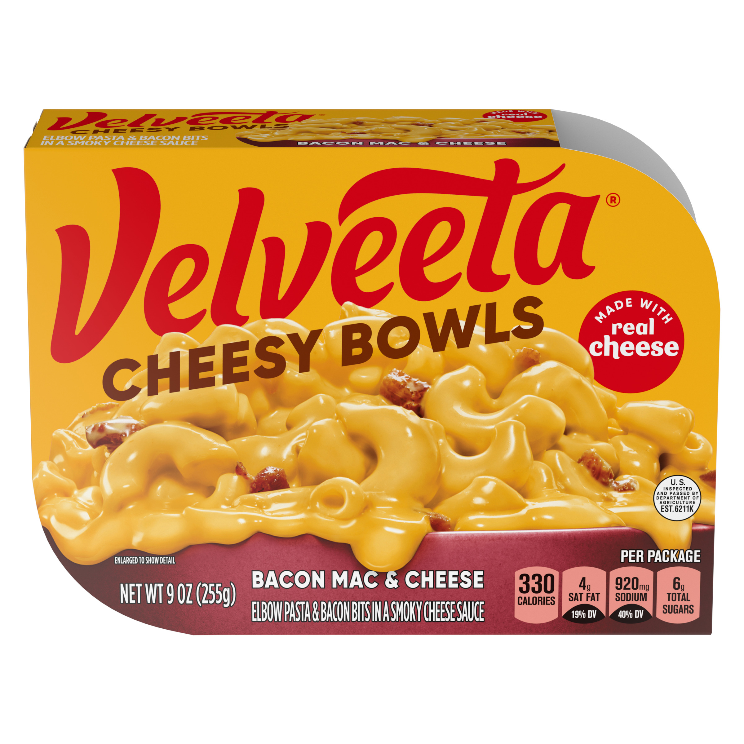 Cheesy Bowls Bacon Mac & Cheese with Smoky Cheese Sauce Microwavable ...