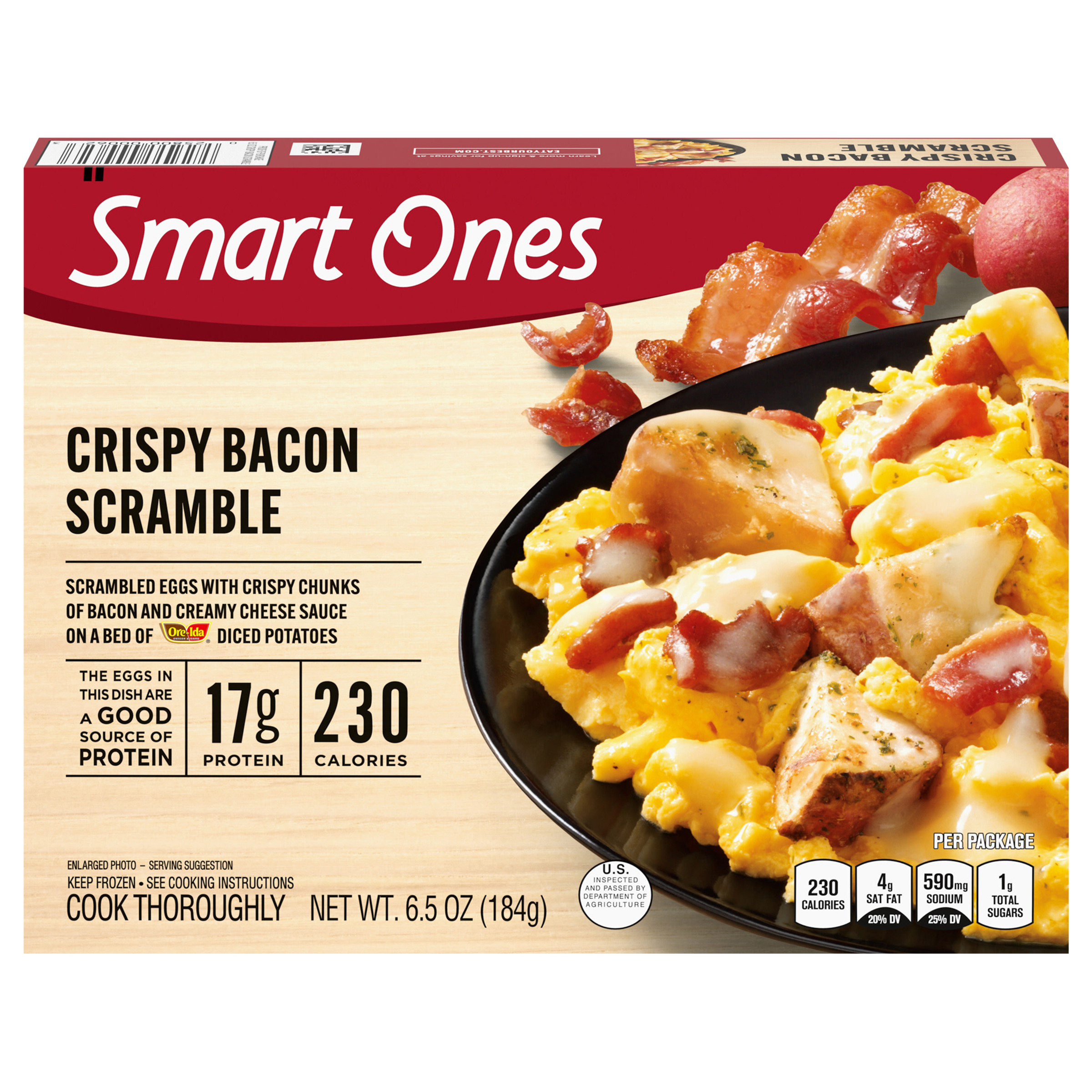 Crispy Bacon Scramble with Eggs, Creamy Cheese Sauce & Potatoes Frozen ...