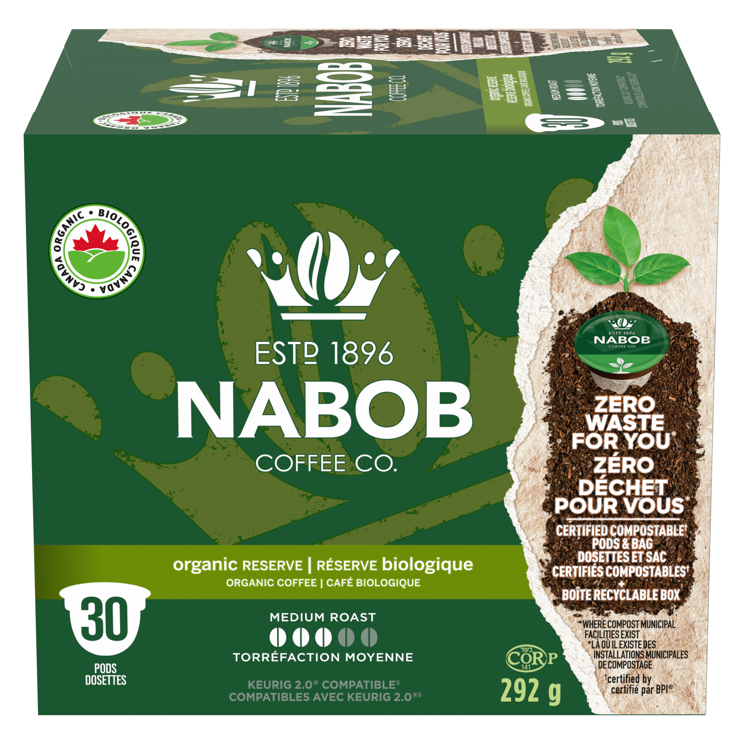 Organic Reserve Coffee 100% Compostable Pods | Nabob | Canada ...