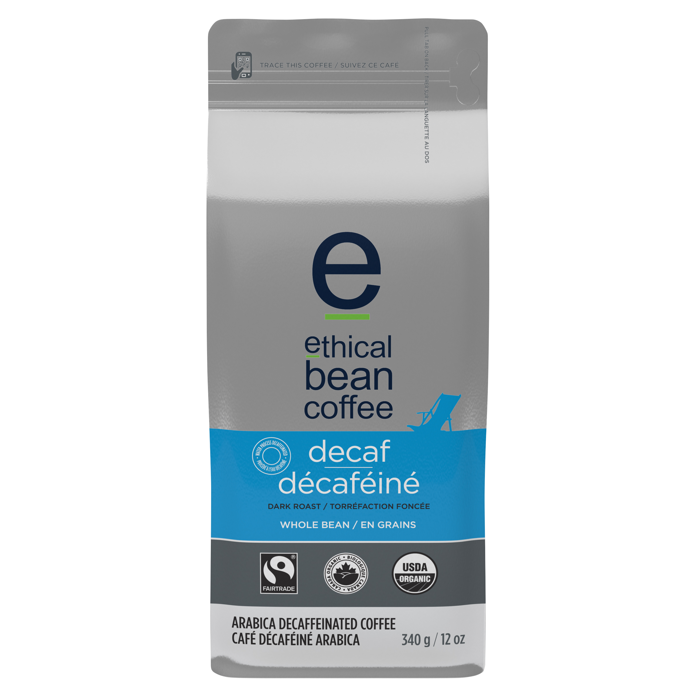 Decaf Dark Roast Whole Bean Coffee | Ethical Bean | Canada | Products ...