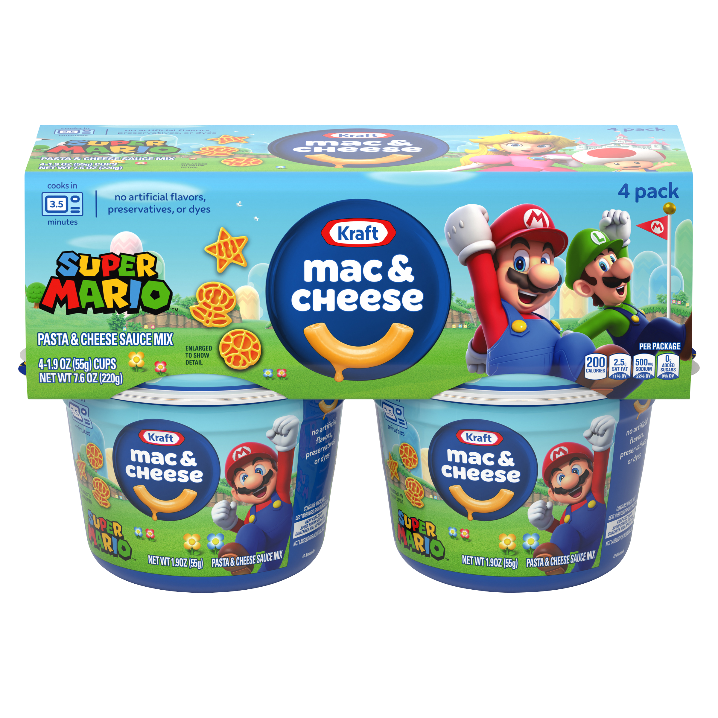 Mac & Cheese Microwavable Dinner with Super Mario Power-Up Pasta Shapes ...