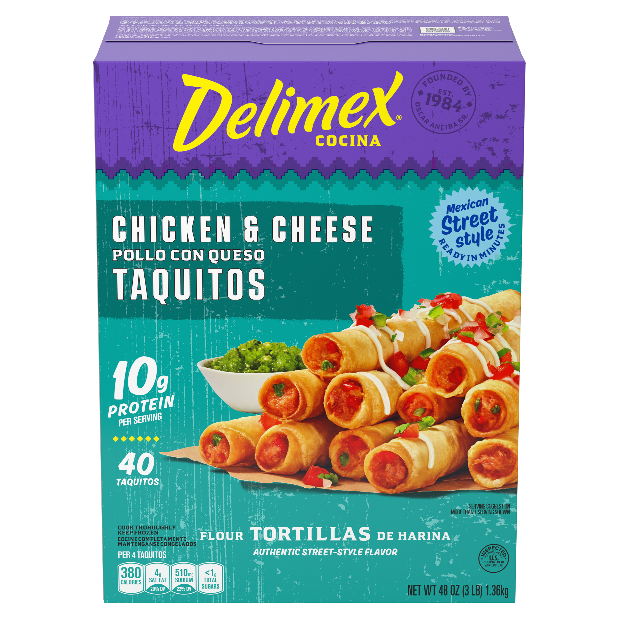 Chicken & Cheese Flour Taquitos Frozen Snacks | DELIMEX | United States ...