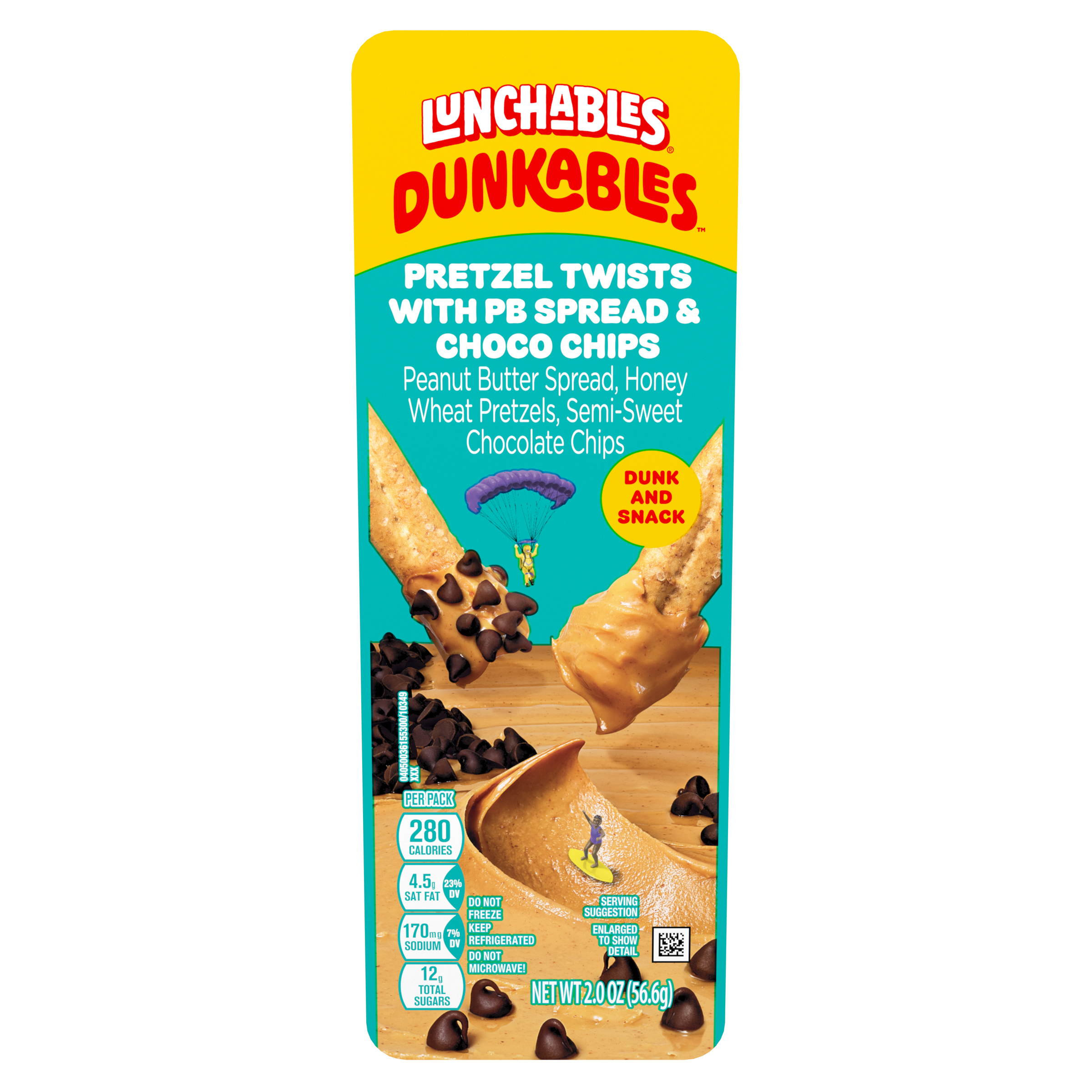 Dunkables Pretzel Twists with PB Spread & Choco Chips Snack Kit ...