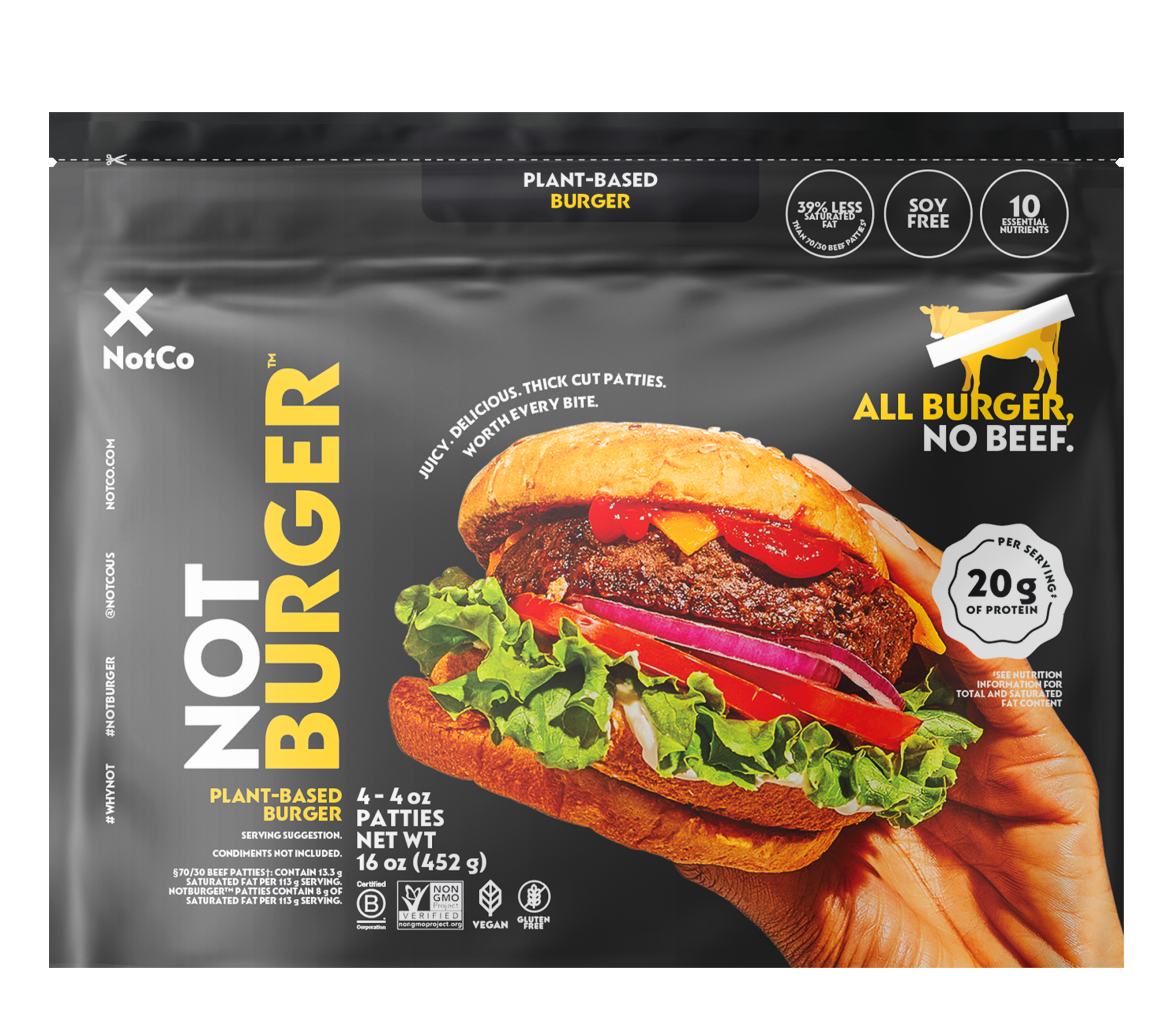 NotBurger Frozen Plant-Based Burger Patties | NOTCO | United States ...