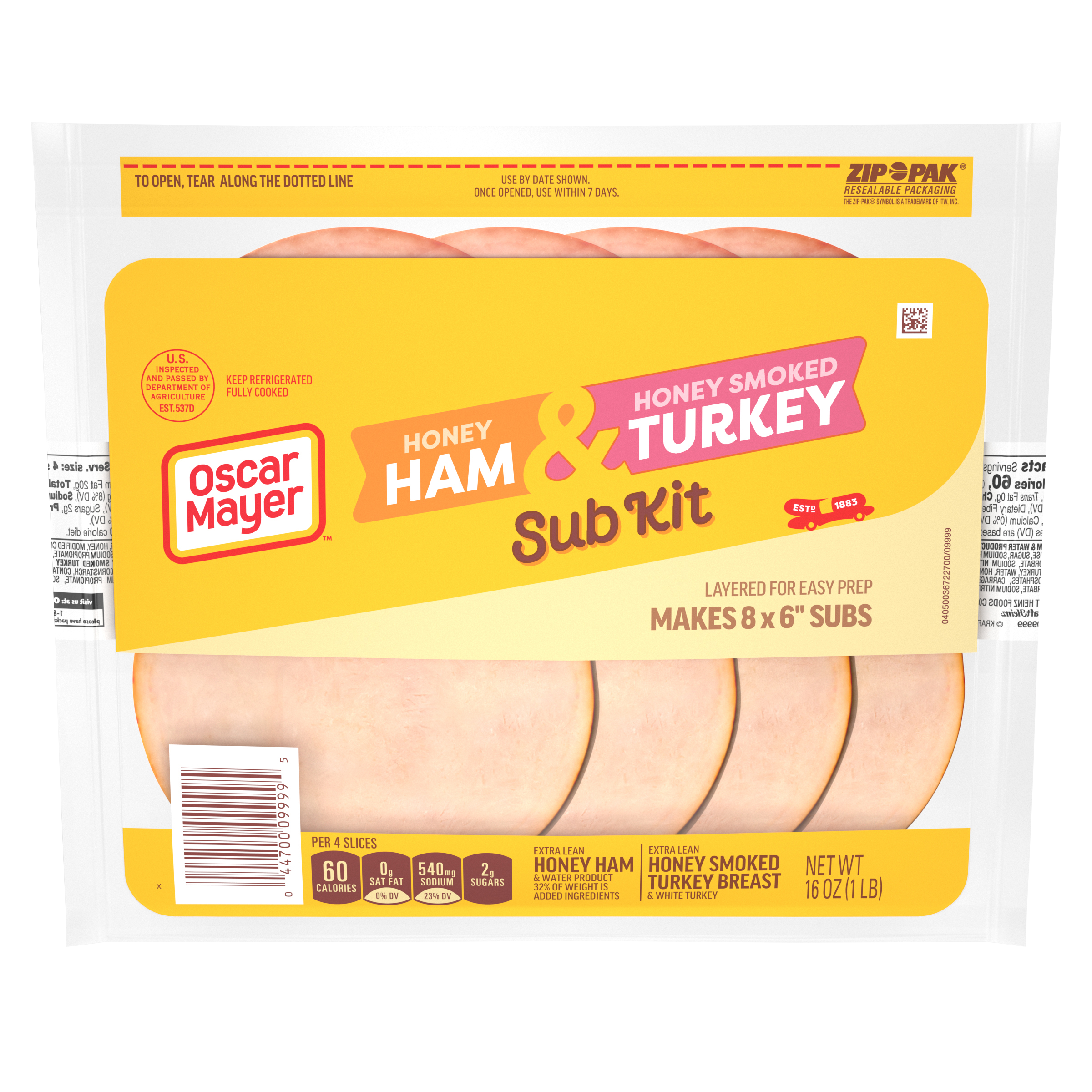 Sub Kit with Extra Lean Honey Ham & Extra Lean Honey Smoked Turkey ...