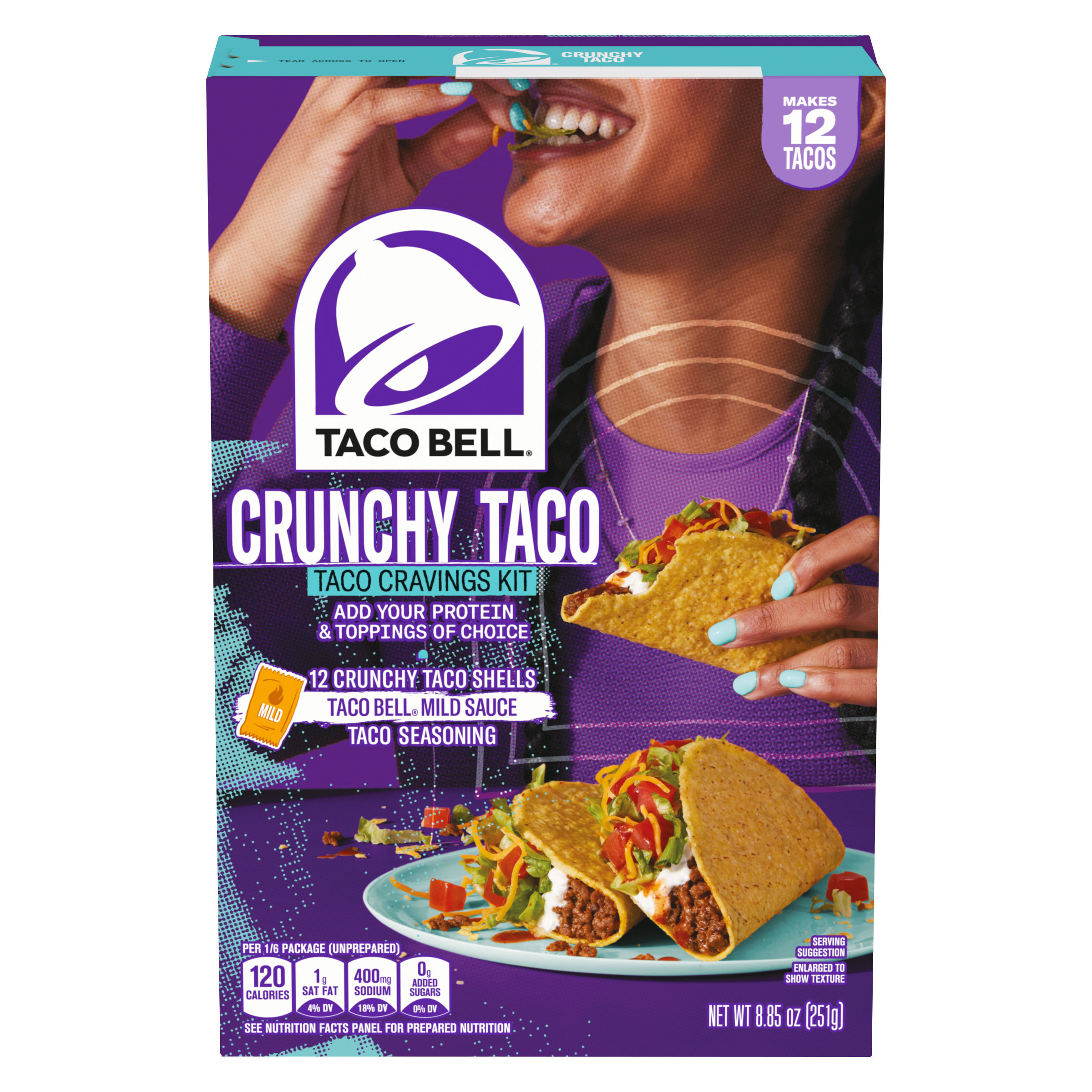 Crunchy Taco Dinner Kit with Twelve Crunchy Taco Shells, Mild Sauce ...