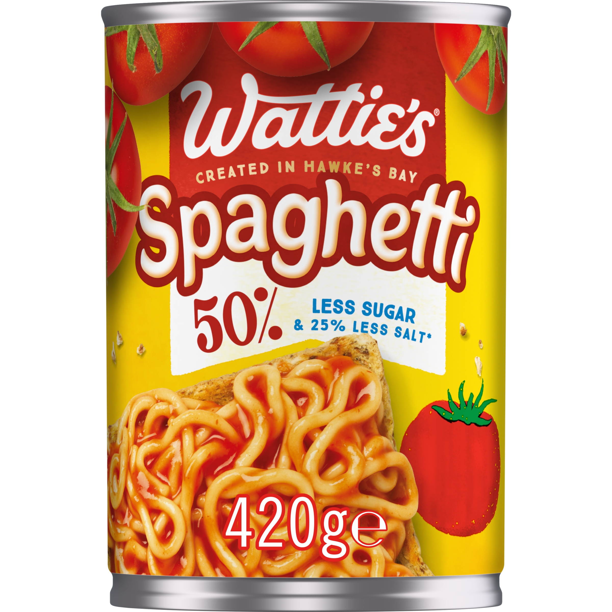 Wattie's® Spaghetti 50% Less Sugar & 25% Less Salt* 420g | Wattie's ...