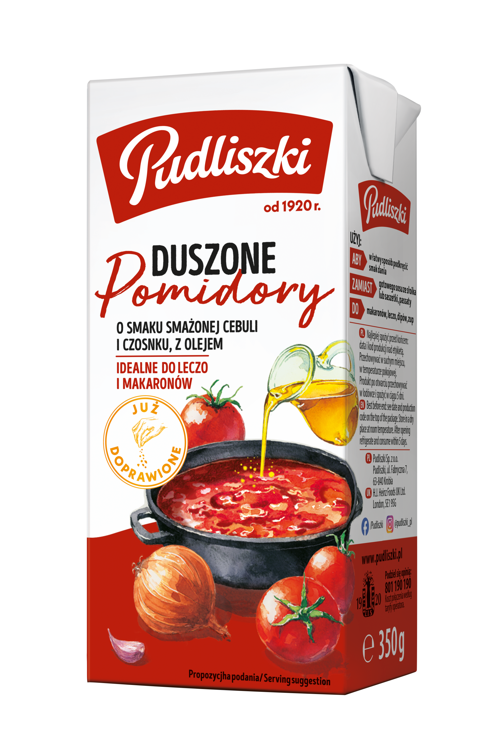 Duszone Pomidory z cebulą i czosnkiem 350 g | Pudliszki | Poland ...