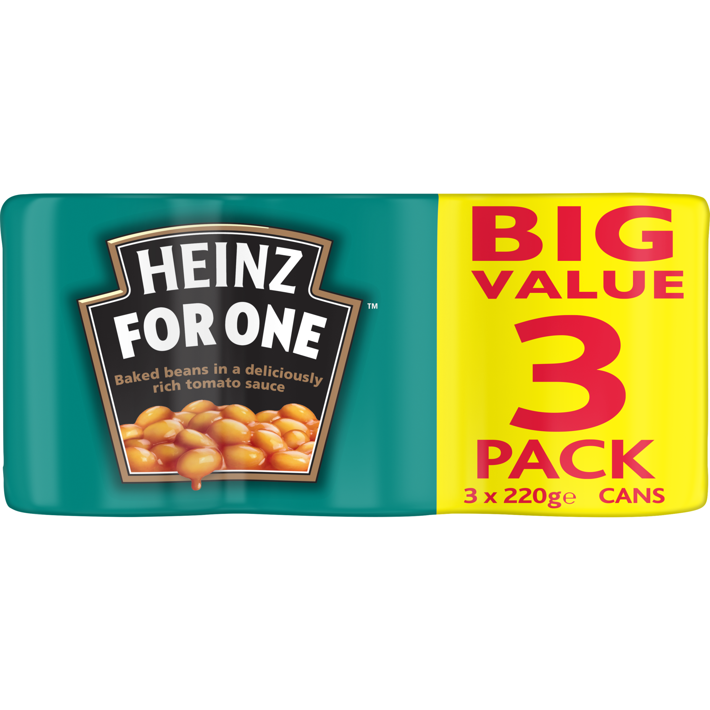 Heinz for One™ Baked Beans in Tomato Sauce Big Value Pack 3x220g | Heinz
