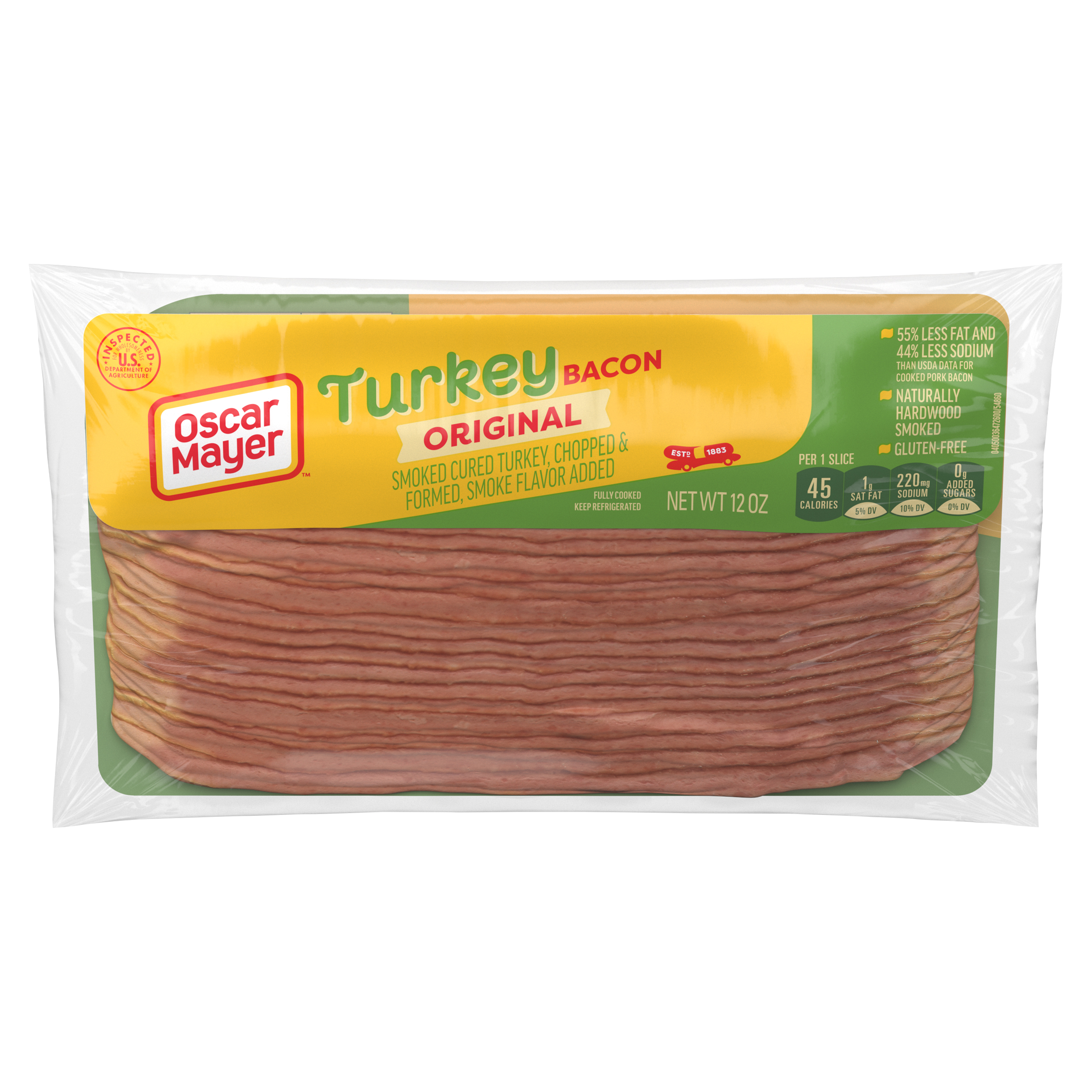 Gluten Free Fully Cooked Turkey Bacon with 55% Less Fat & 44% Less ...