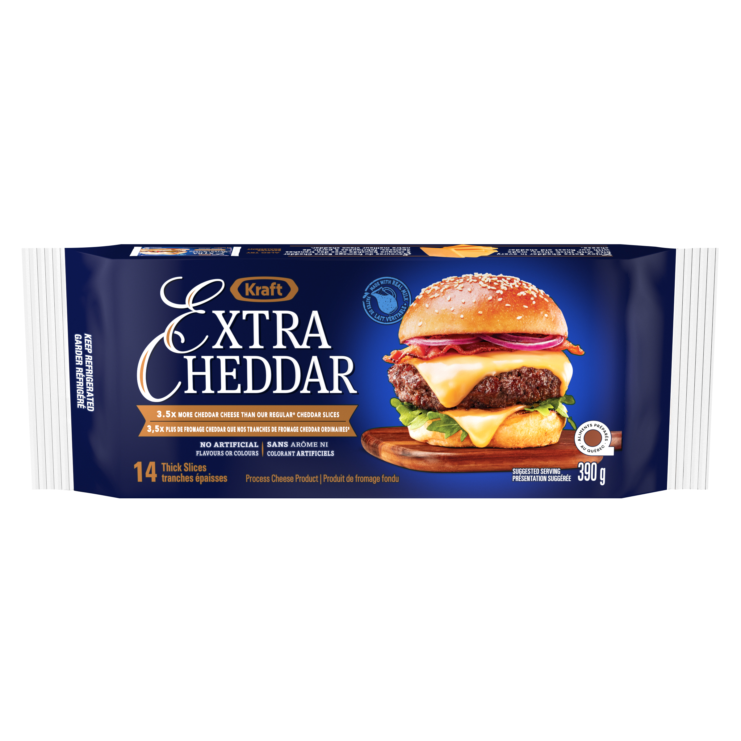 Extra Cheddar Process Cheese Product Thick Slices | KRAFT | Canada ...